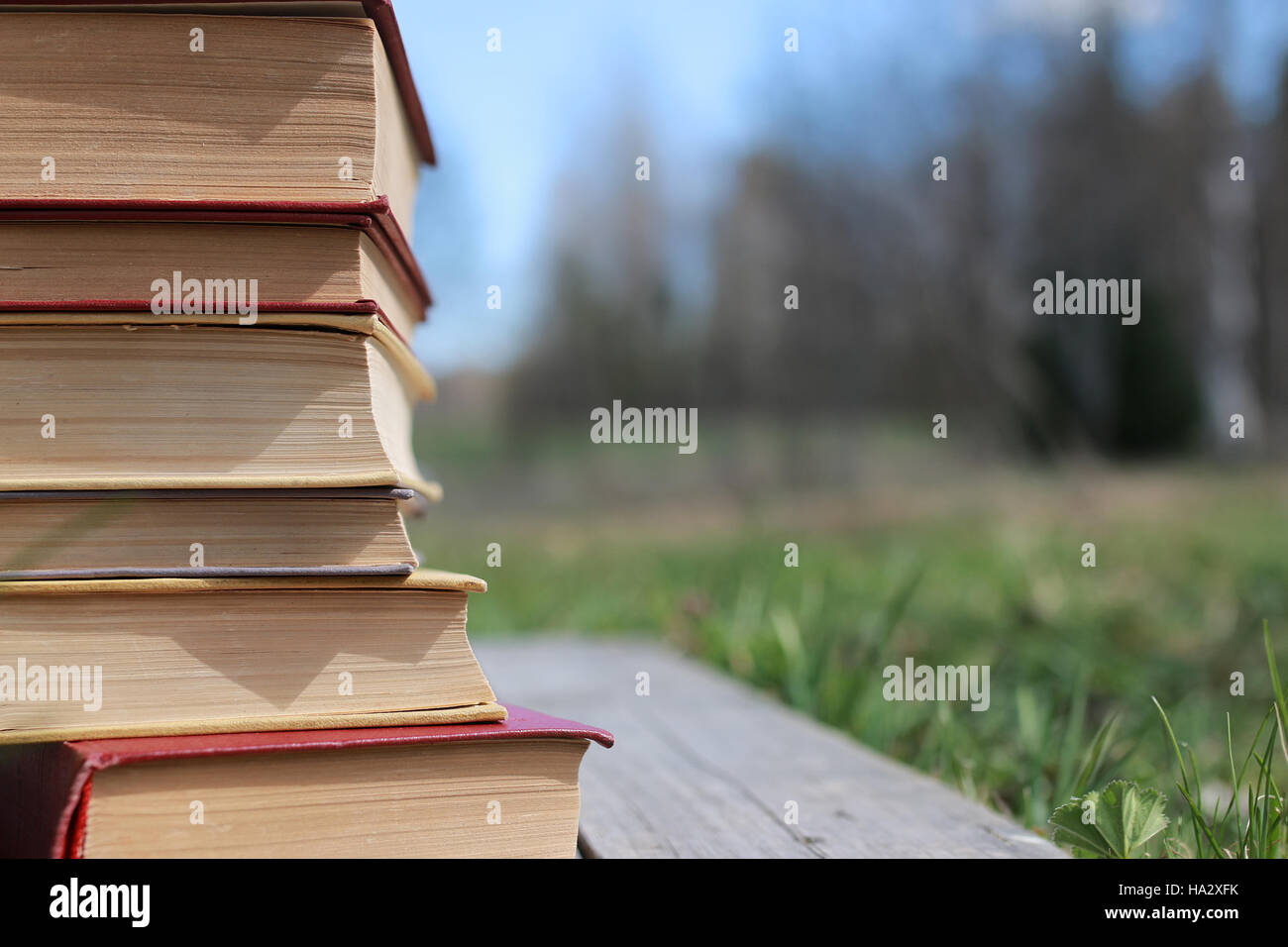 books standing on a table Stock Photo - Alamy