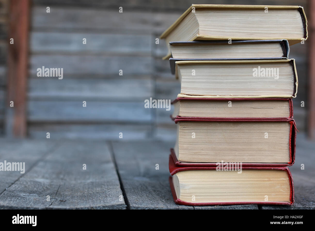 books standing on a table Stock Photo - Alamy