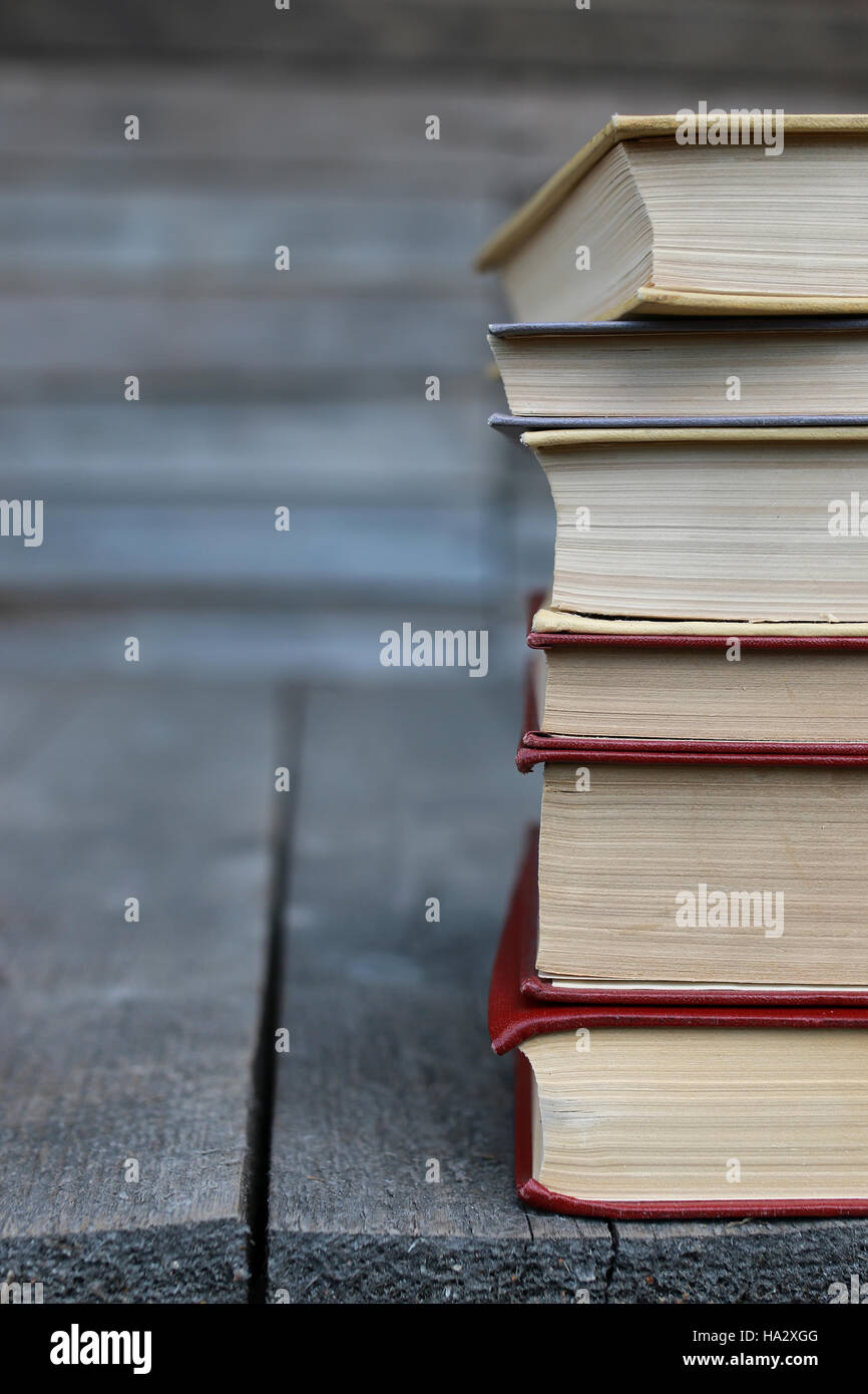 books standing on a table Stock Photo - Alamy