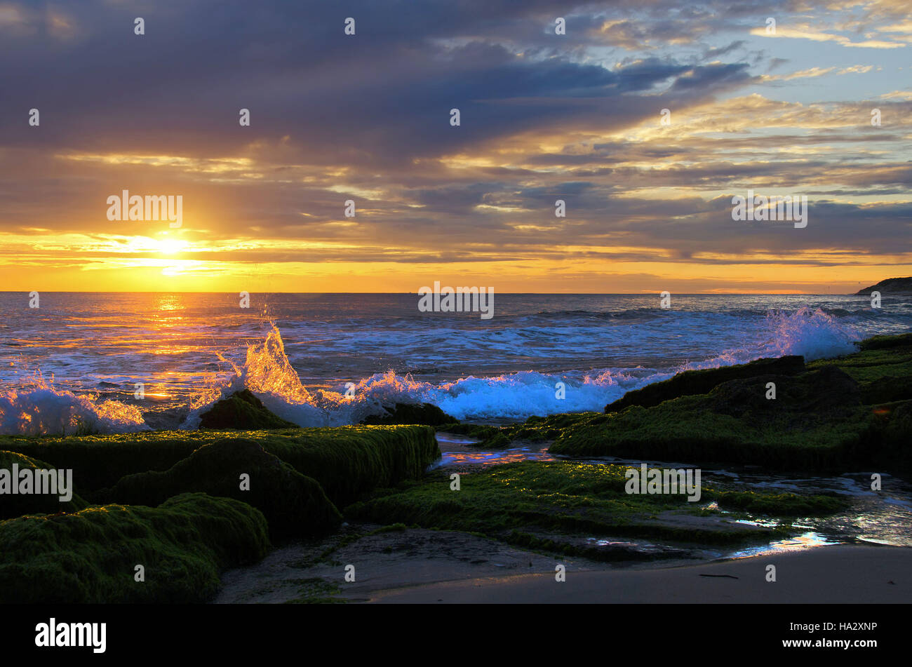 Burns Beach at sunset, Perth, Western Australia, Australia Stock Photo ...
