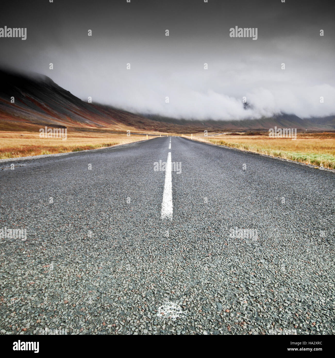 Empty straight road, Iceland Stock Photo - Alamy