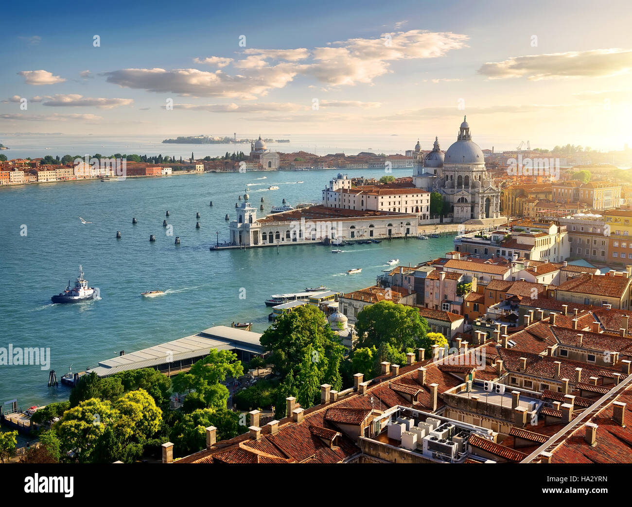 Panoramic aerial view of Venice from San Marco Campanile Stock Photo ...