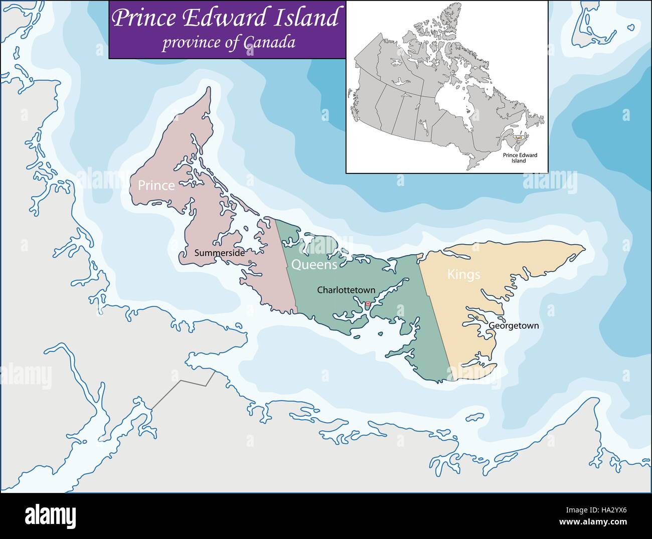 Map of Prince Edward Island Stock Vector Image & Art - Alamy