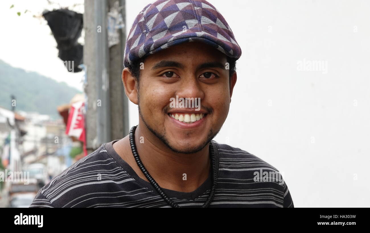 Smiling And Happy Hispanic Man Stock Photo - Alamy