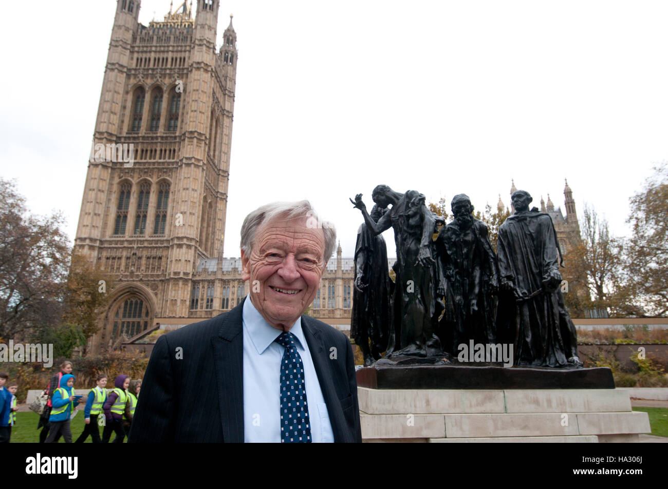 Lord Alf Dubs with the Rodin sculpture 'The Burghers of Calais ...