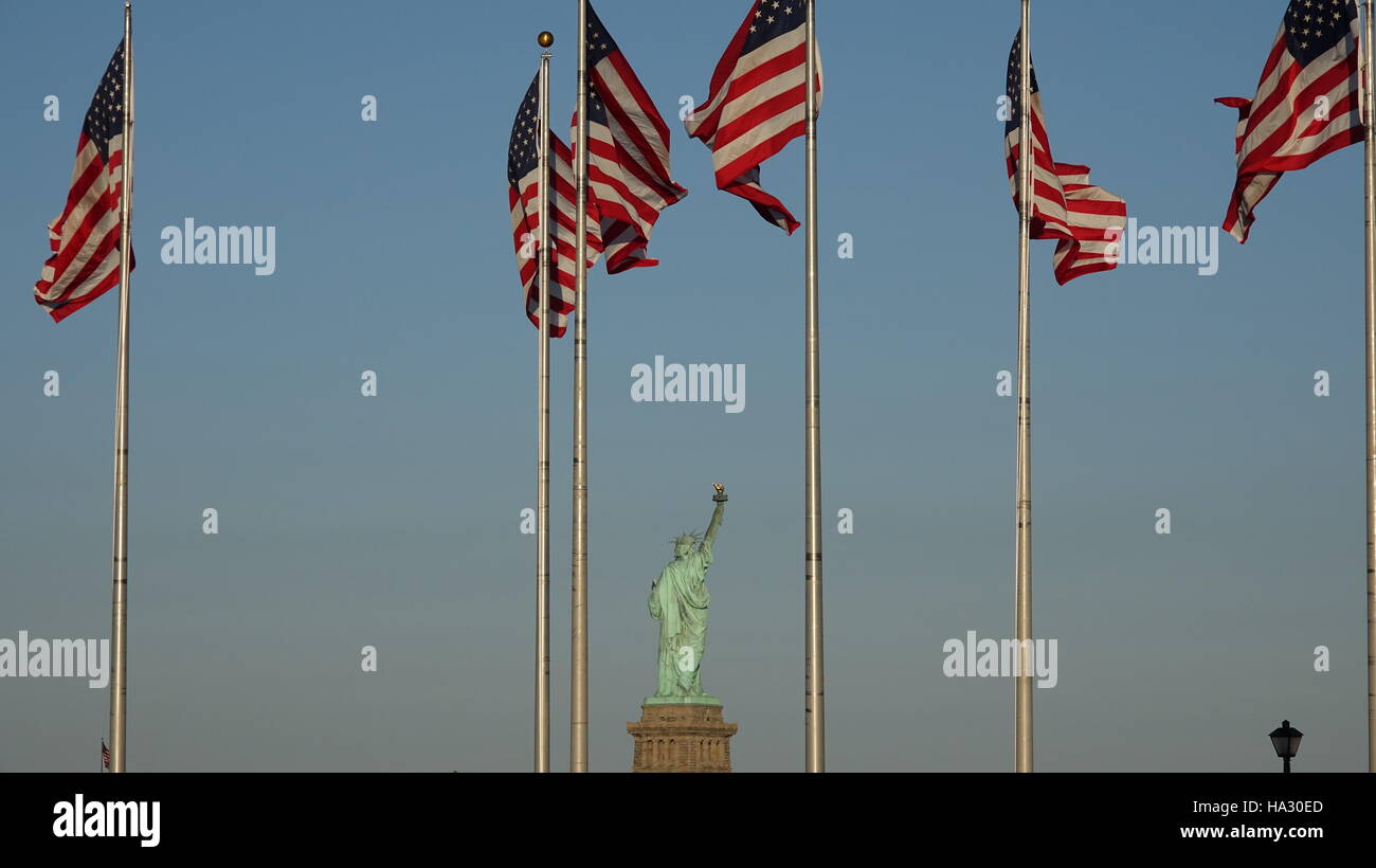 Us Flags And Statue Of Liberty Stock Photo - Alamy