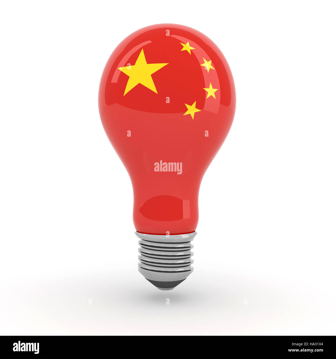 light bulb with Chinese flag, 3d illustration Stock Photo - Alamy