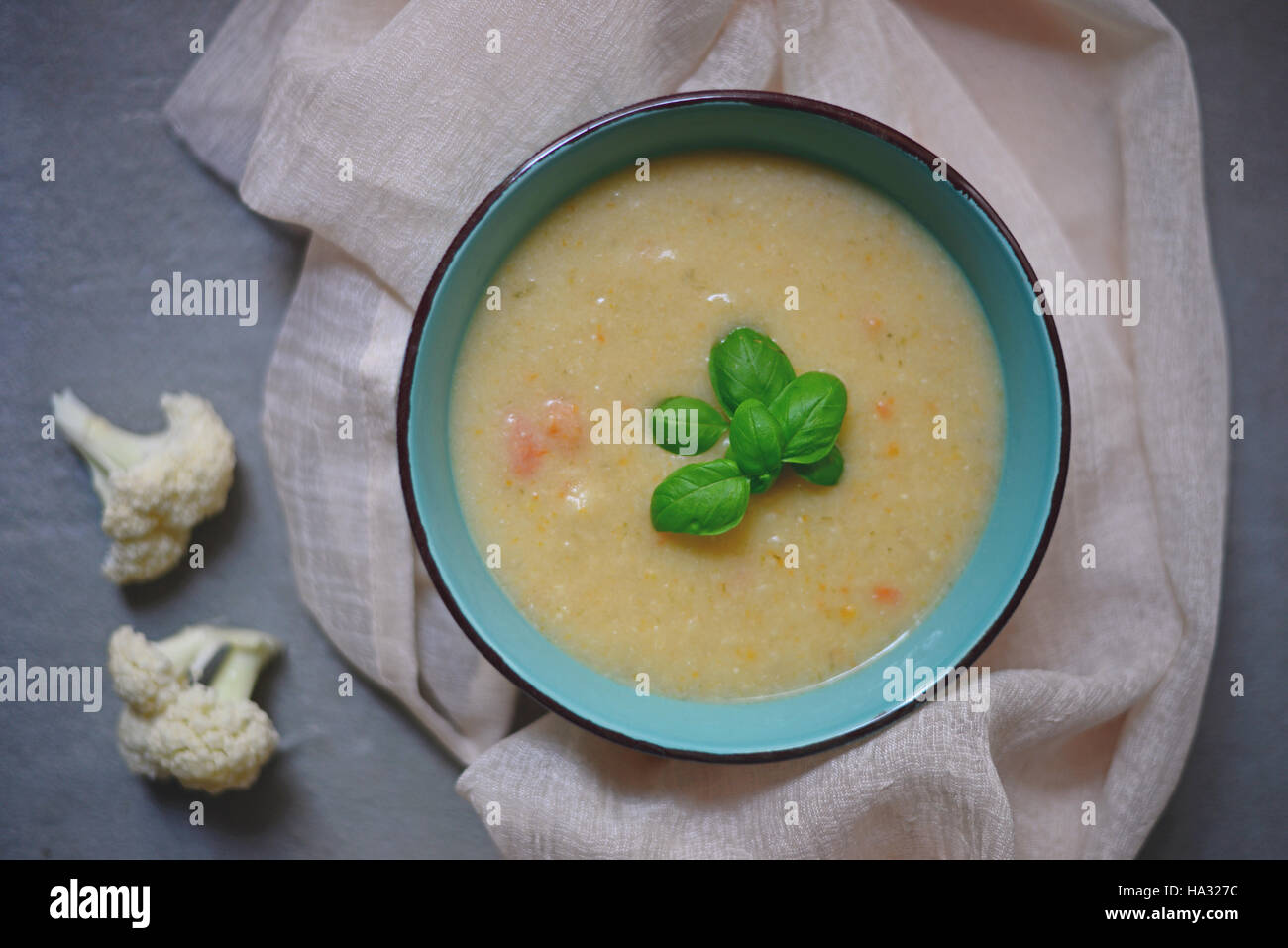 Home made vegetable soup - Flat lay setup Stock Photo - Alamy