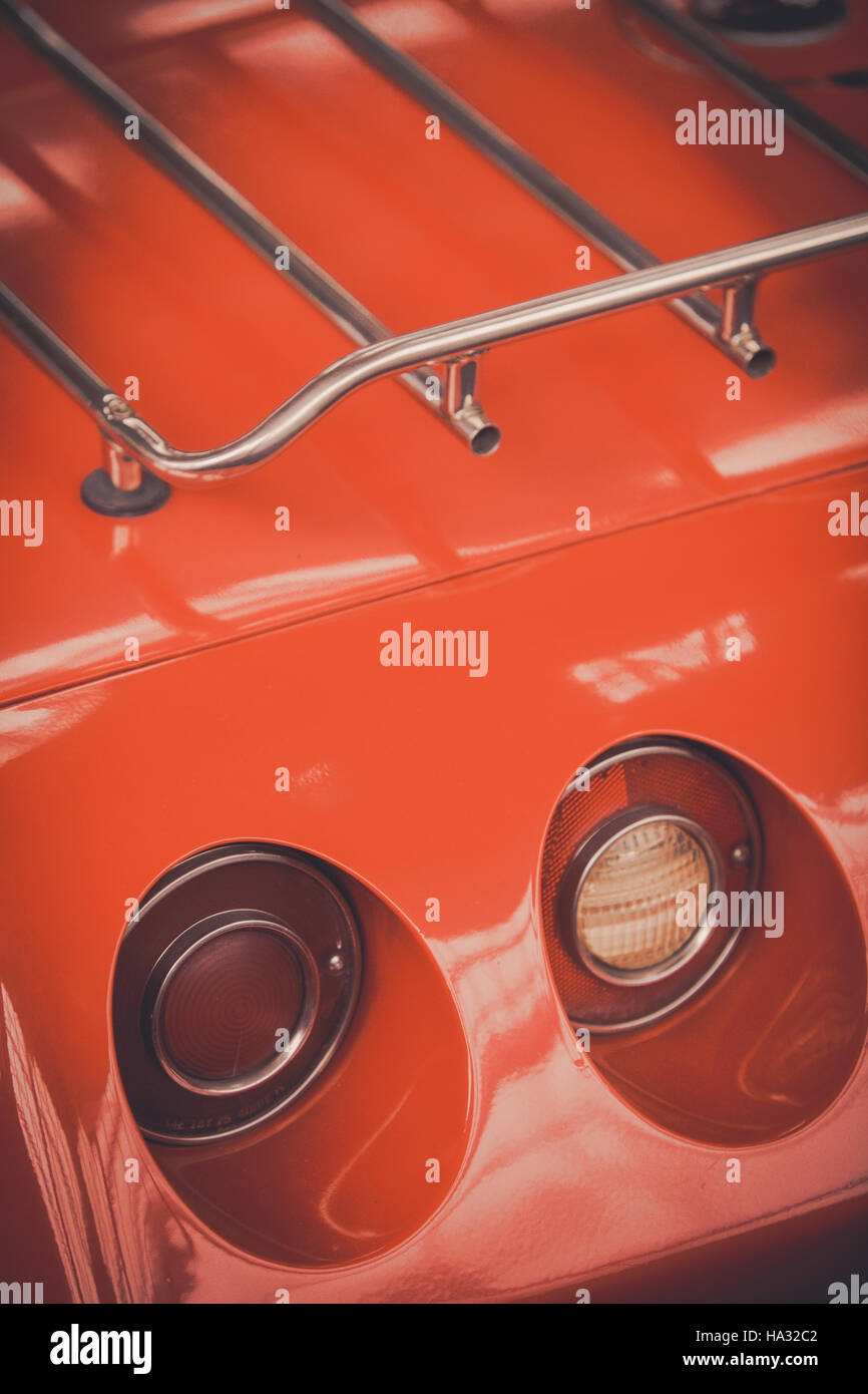 Close up shot of a vintage car rear lights Stock Photo - Alamy