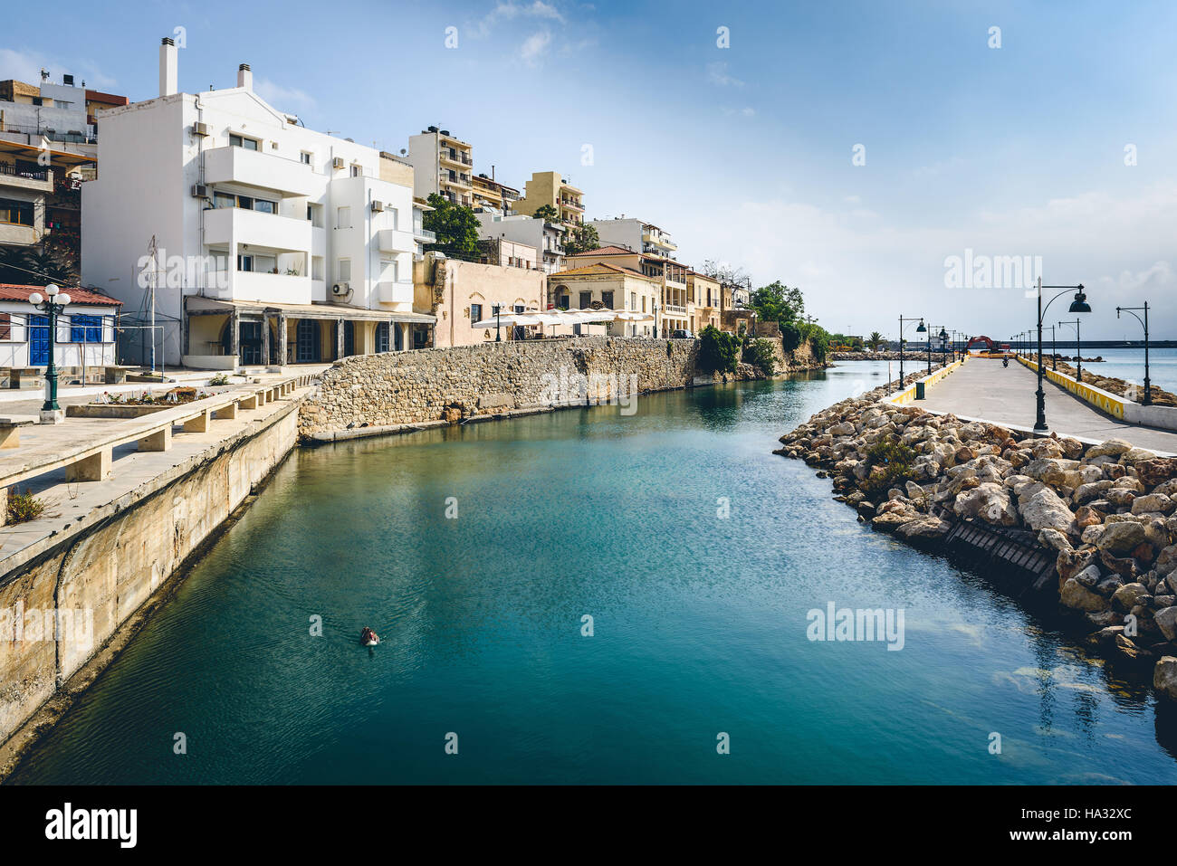 River channel at Sitia town on Crete island, Greece Stock Photo - Alamy