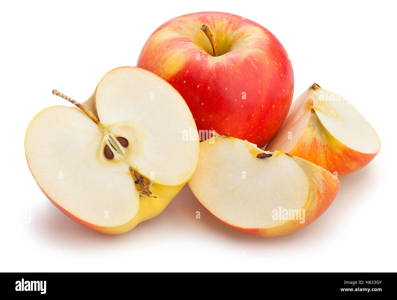 sliced red apples isolated Stock Photo - Alamy