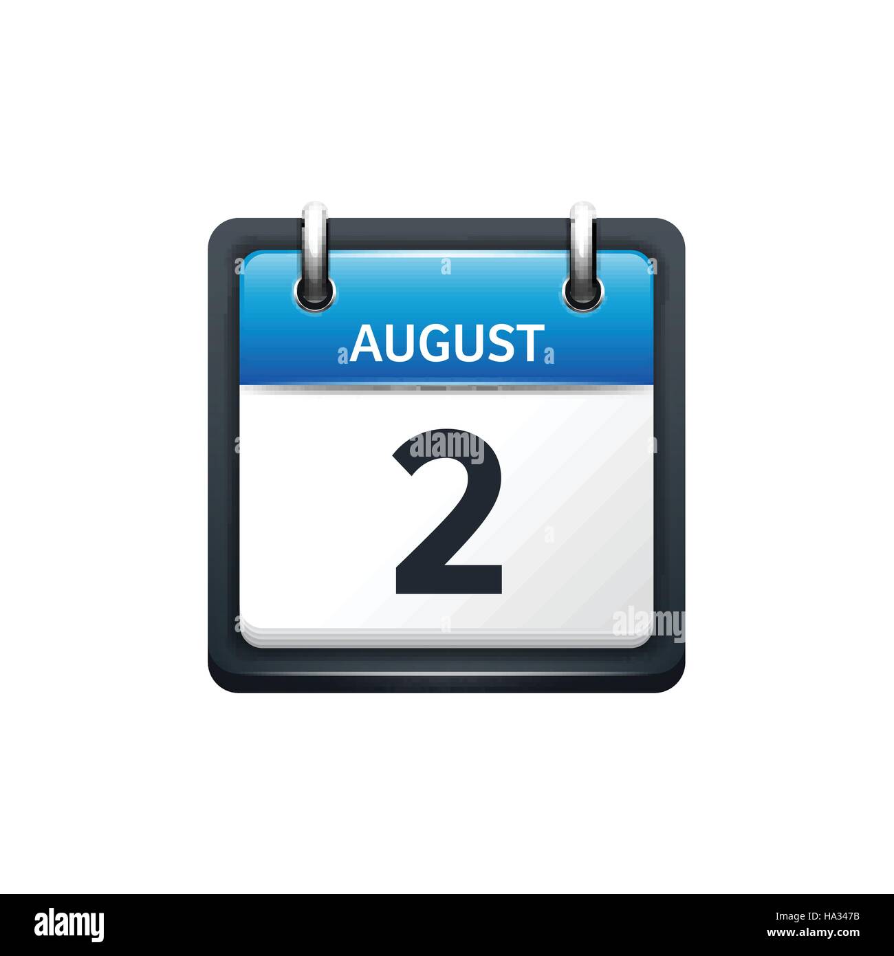 August 2. Isometric Calendar Icon With Shadow.Vector Illustration,Flat ...