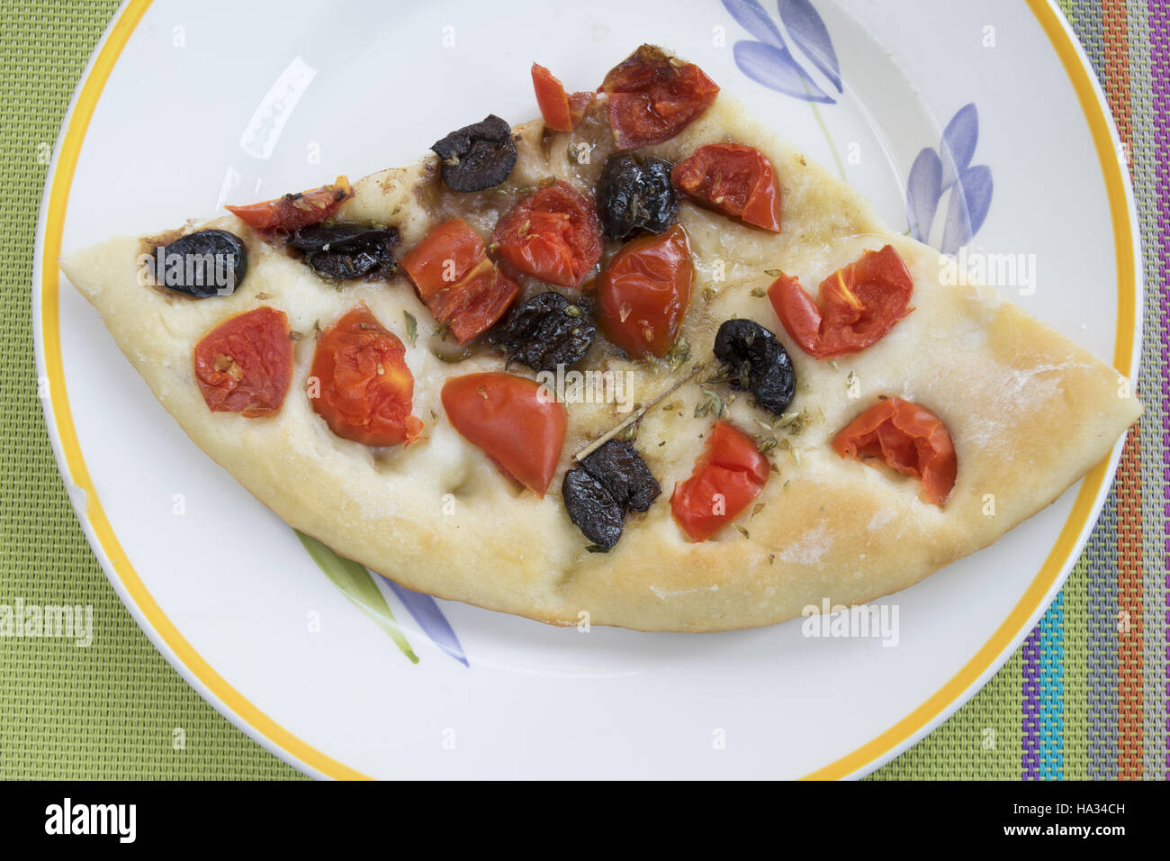 wedge of white pizza with fresh cherry tomatoes Stock Photo - Alamy