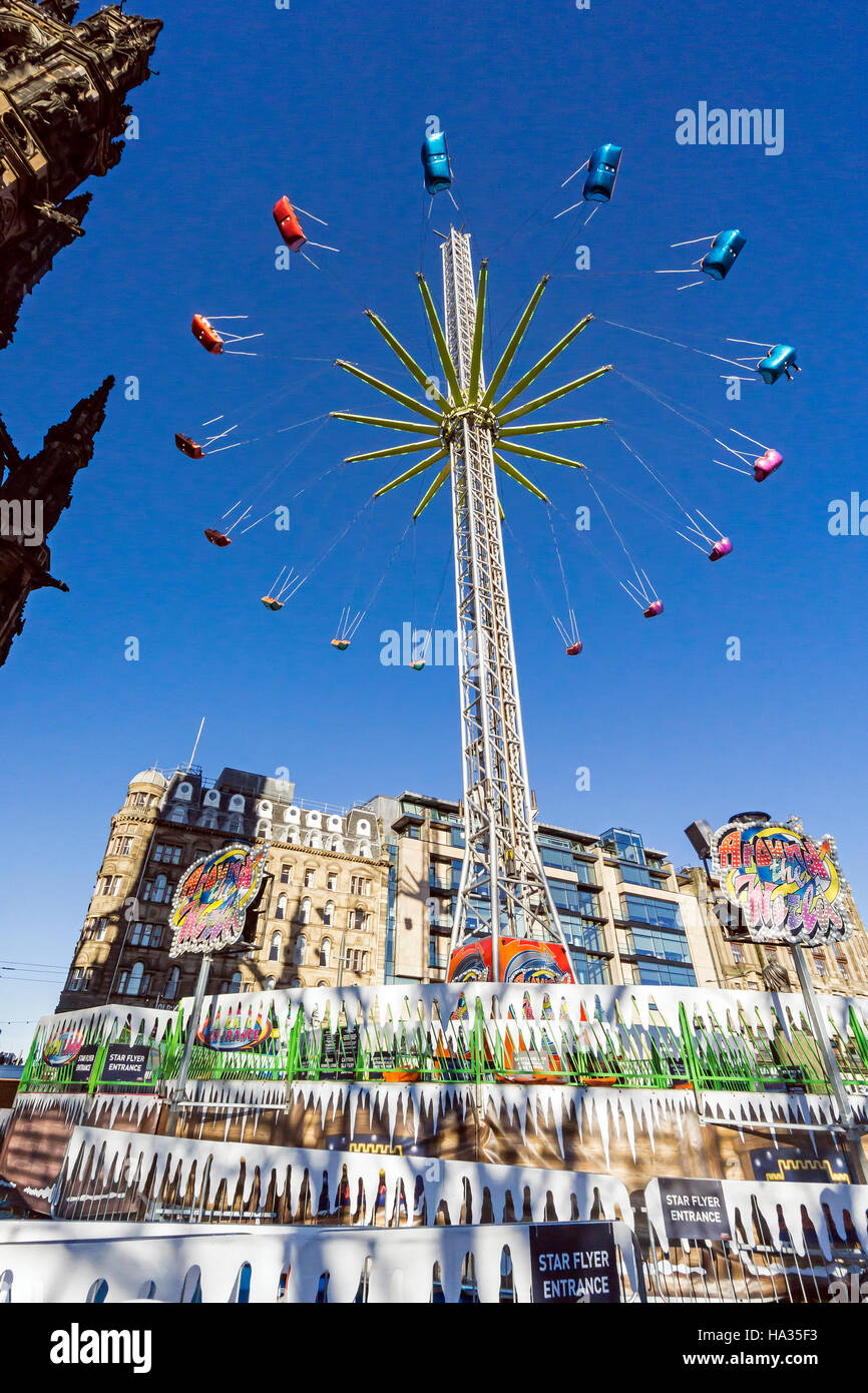The Star Flyer at Edinburgh's Christmas 2016 in East Princes Street ...