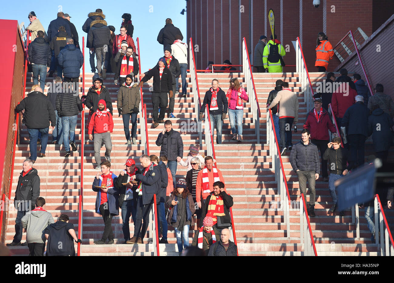 Fans outside the ground before the Premier League match at Anfield ...