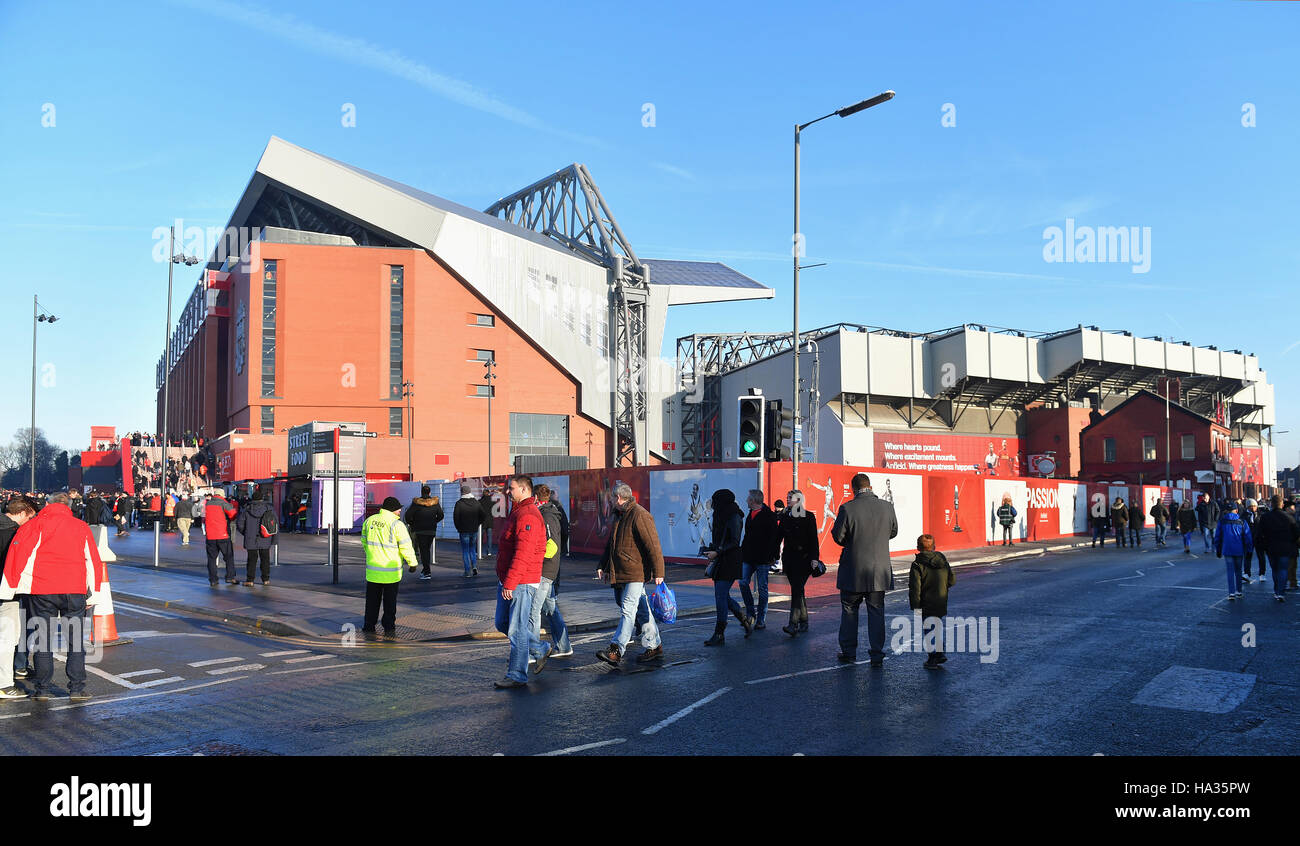 Fans outside the ground before the Premier League match at Anfield ...