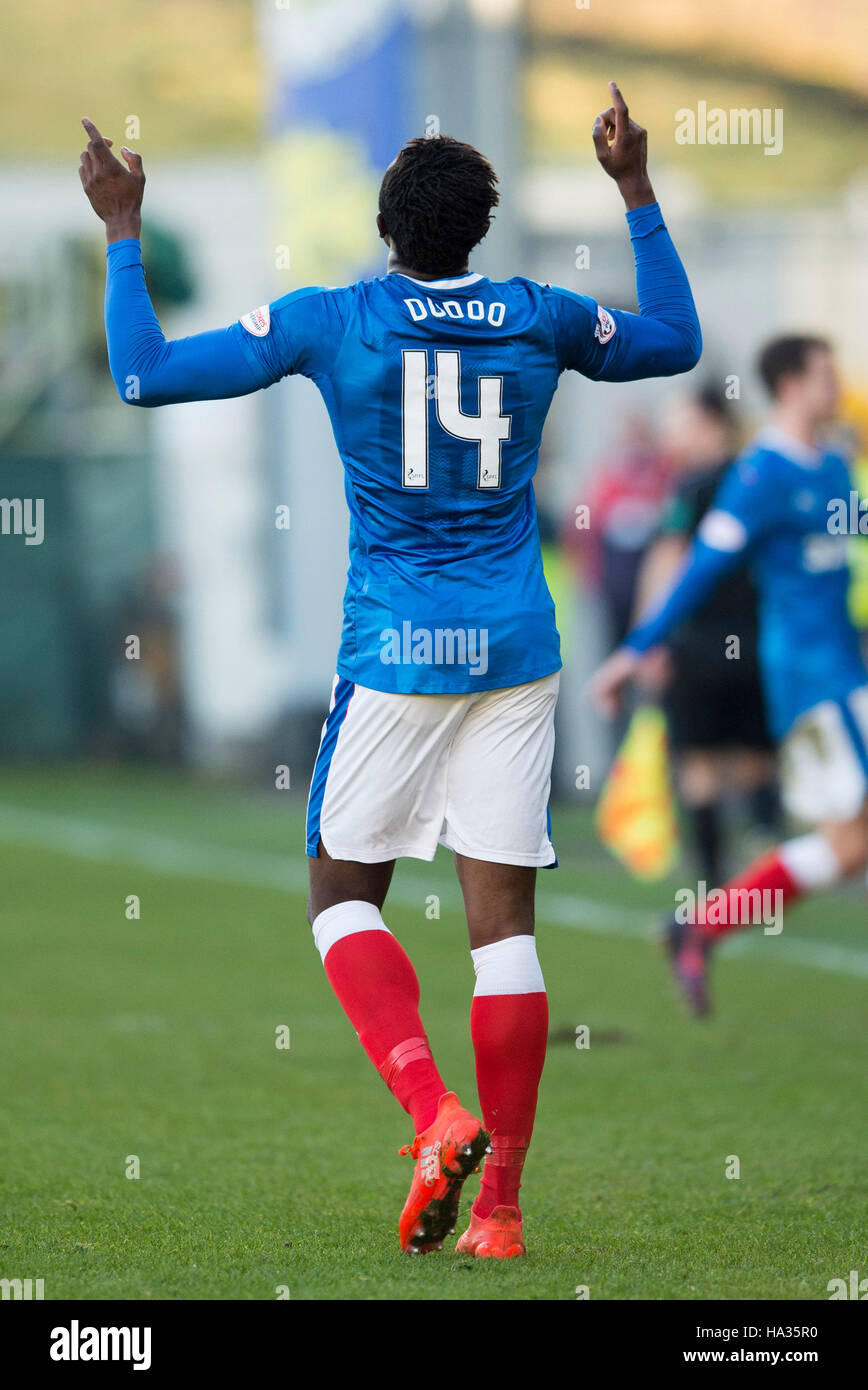 Rangers' Joe Dodoo celebrates after he scored his second and the ...