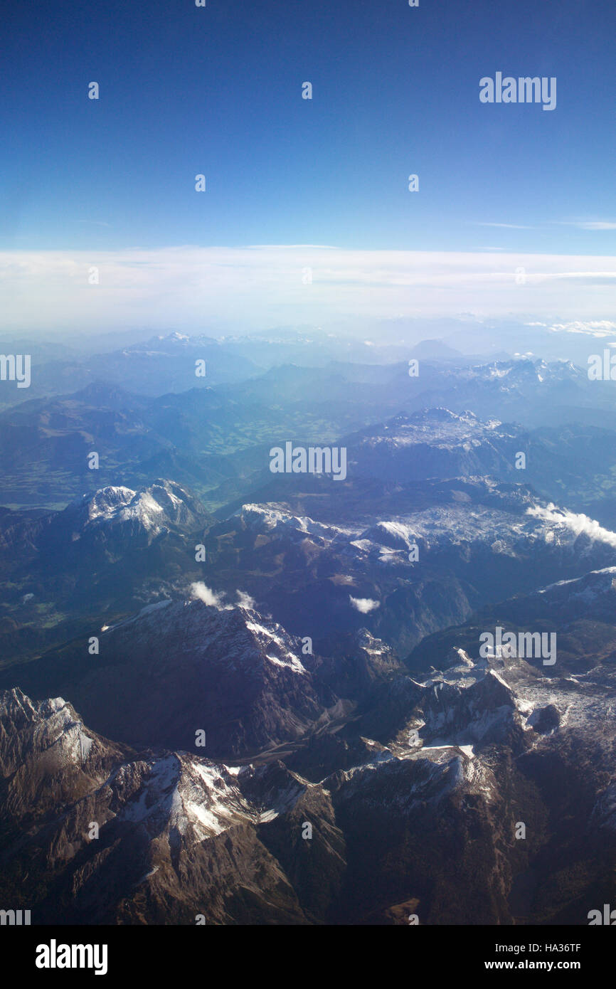 AUSTRIA - October 2016: The alps as seen from an airplane, plane view ...