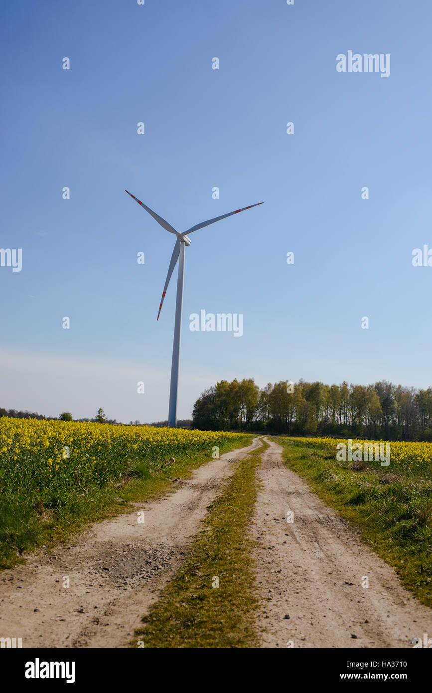 Bright blue sky moving and wind turbine Stock Photo - Alamy