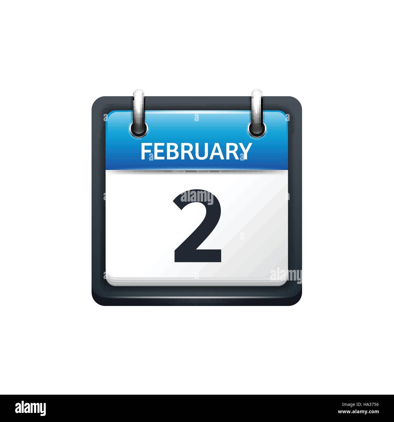 February 2. Isometric Calendar Icon With Shadow.Vector Illustration ...