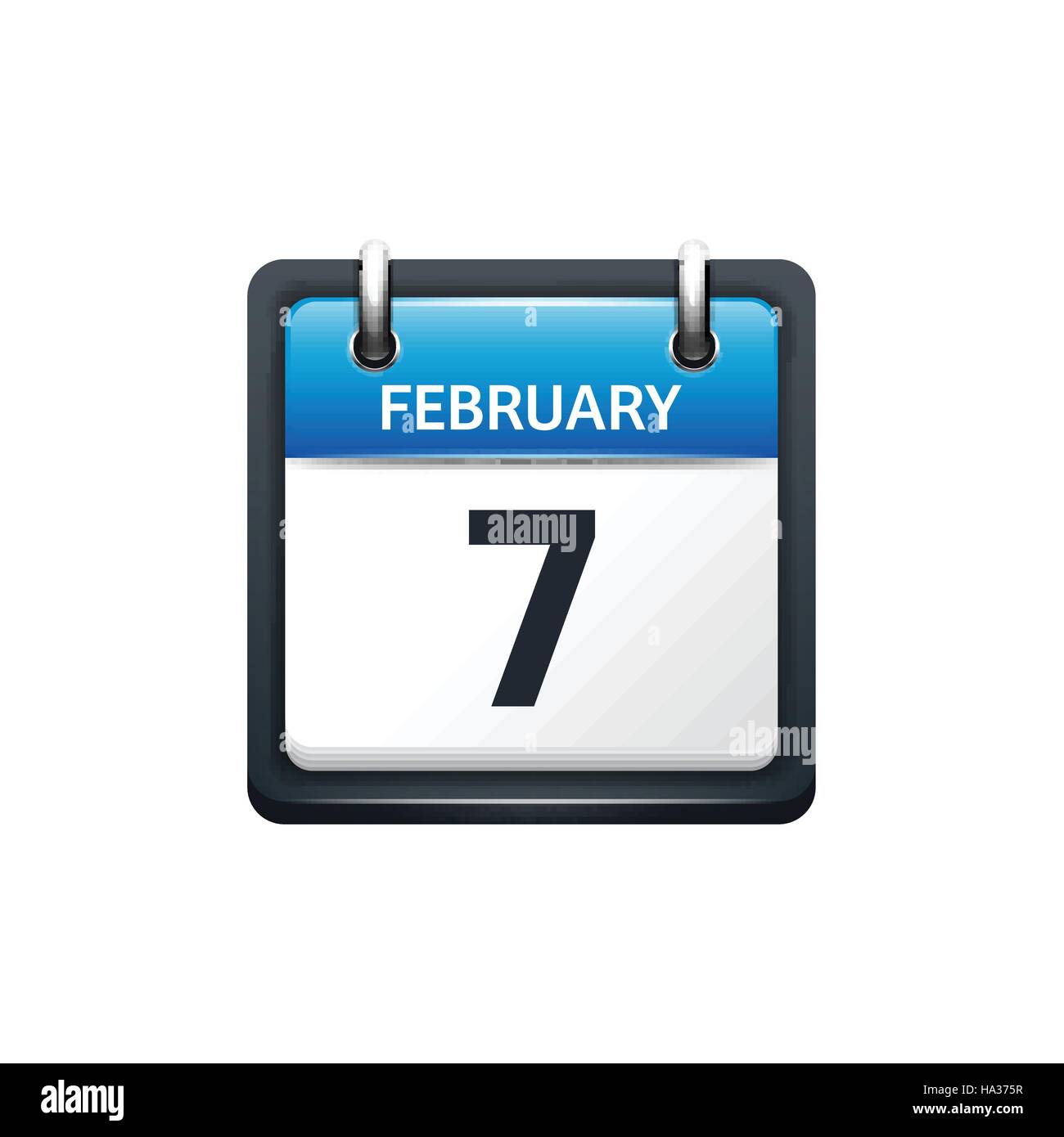 February 7. Isometric Calendar Icon With Shadow.Vector Illustration ...