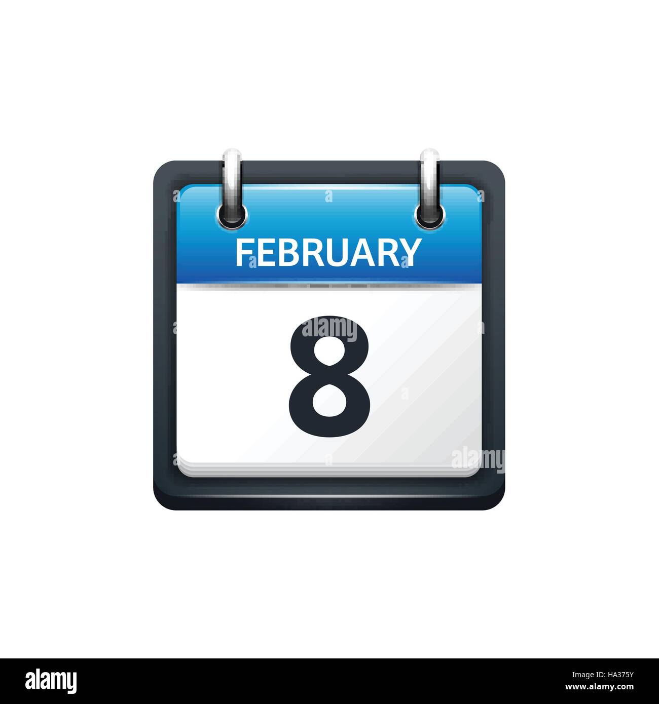 February 8. Isometric Calendar Icon With Shadow.Vector Illustration ...