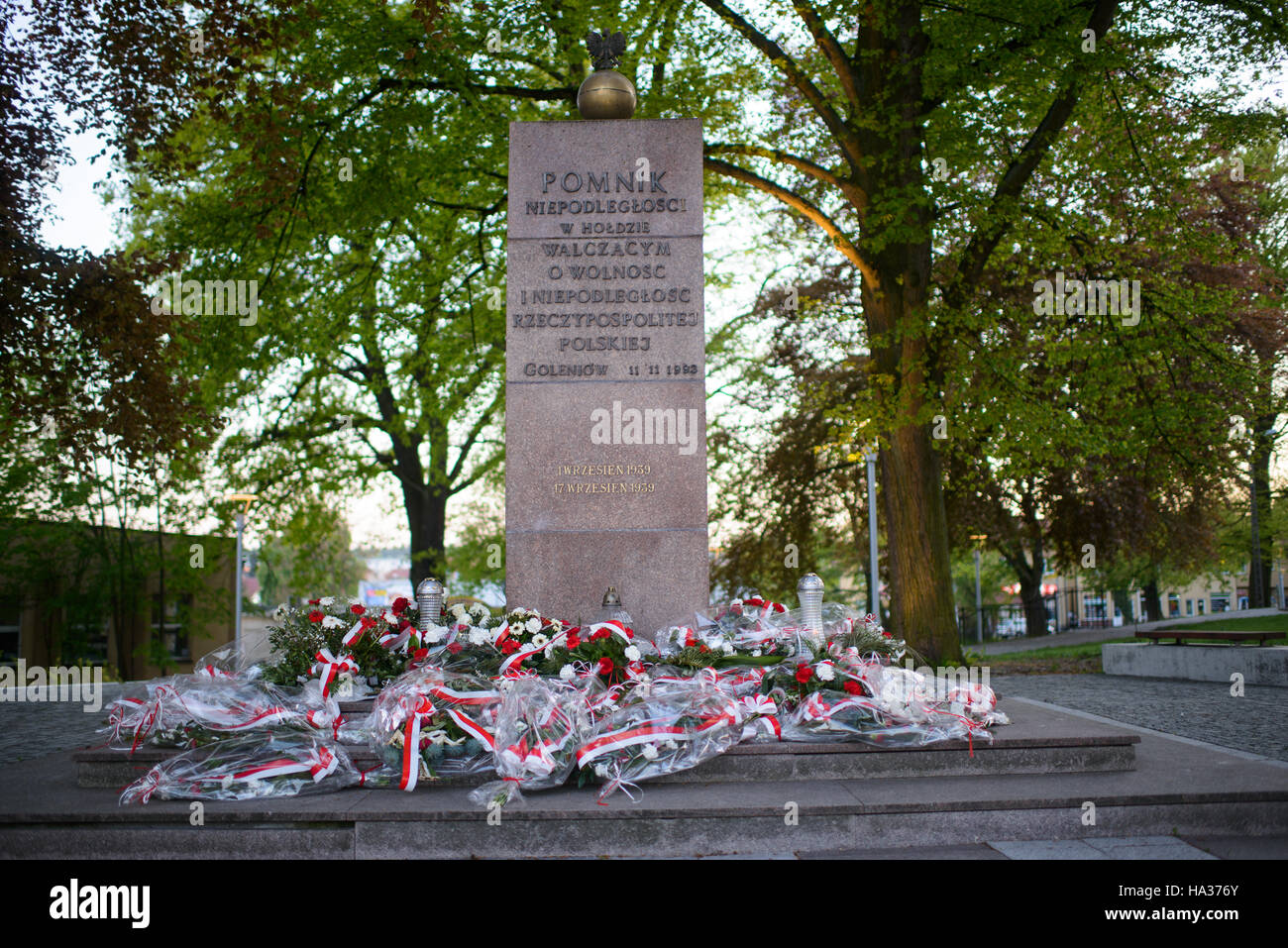 Monument in the city park in Poland. Independent symbol Stock Photo - Alamy