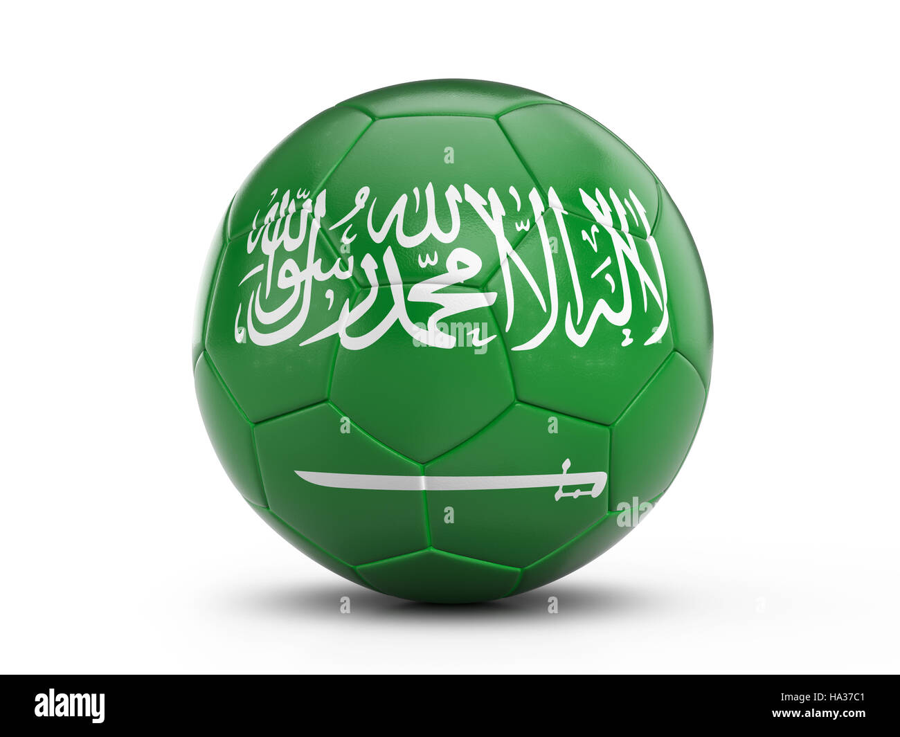 Soccer ball Saudi Arabia flag on a white background. 3D illustration ...