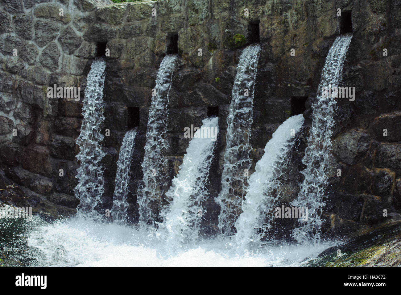 Mountain dam in summer on the small river in mountains Stock Photo - Alamy