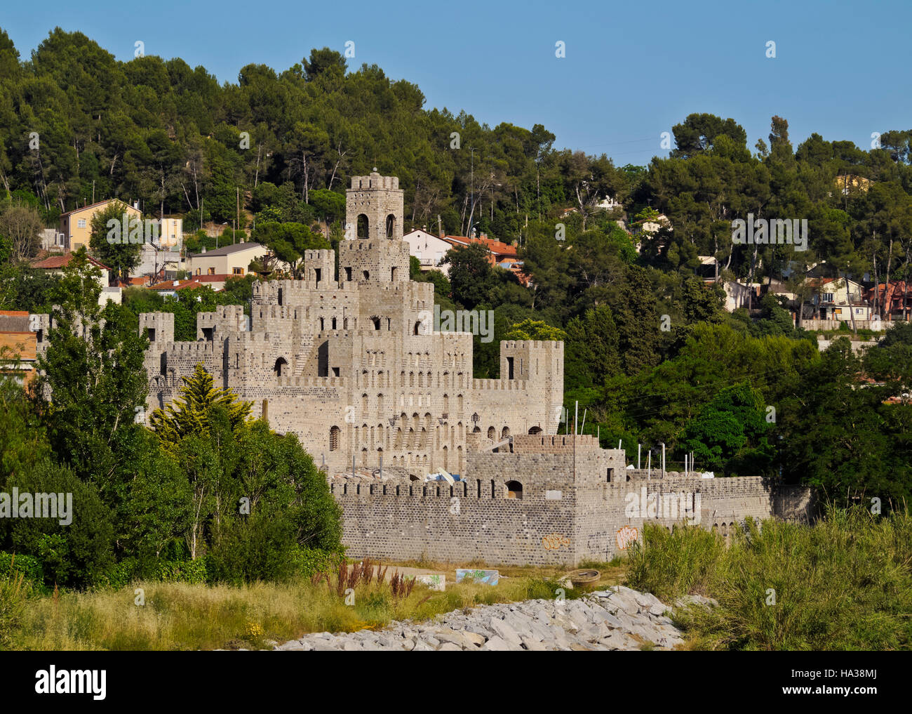 Spain, Catalonia, Barcelona Province, View of the Les Fonts Castle ...