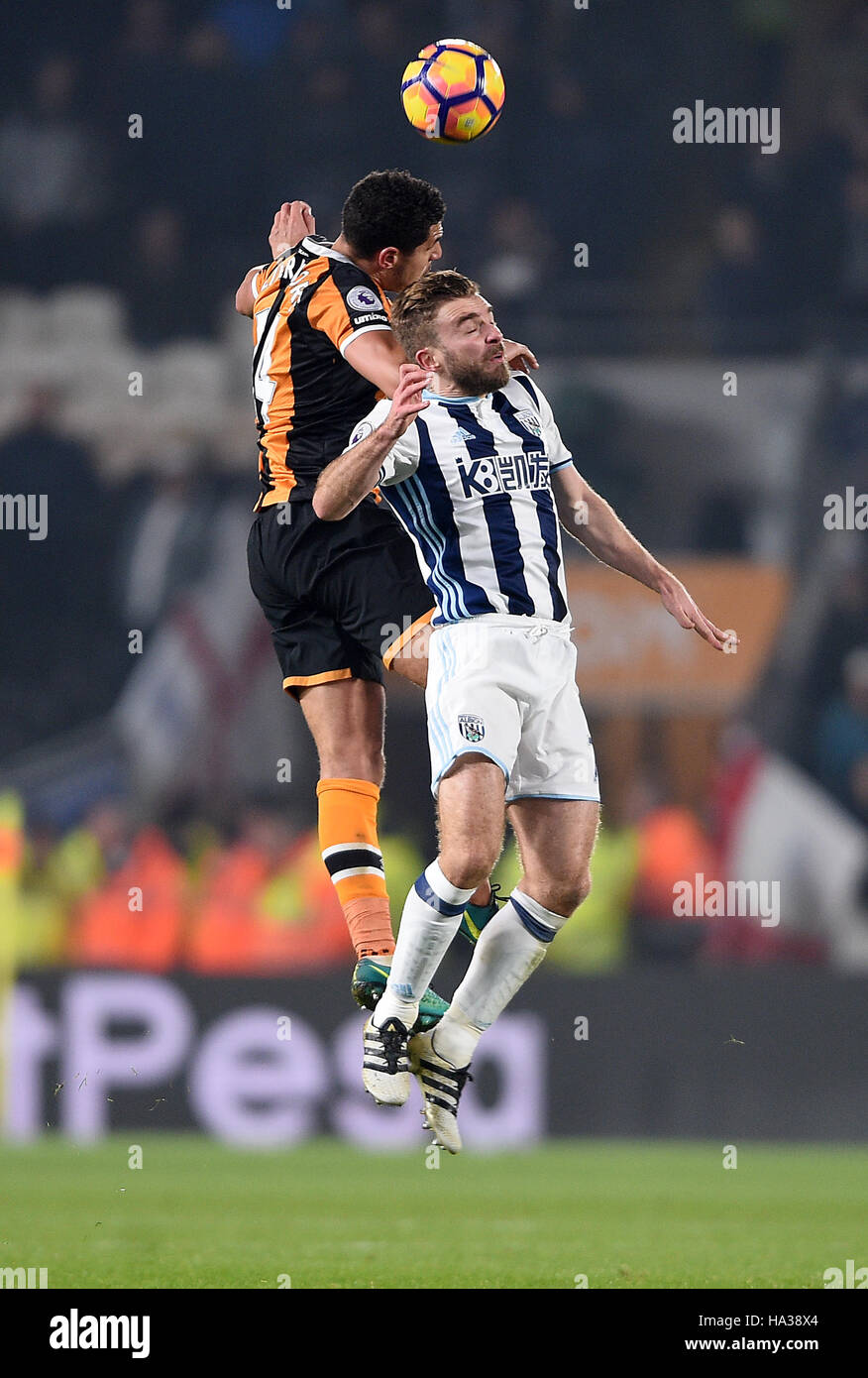 Hull City's Jake Livermore (left) and West Bromwich Albion's James ...