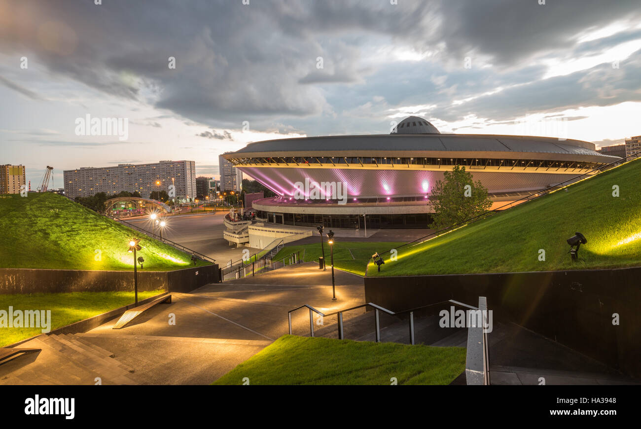 Night view of the International Conference Center in Katowice Stock ...