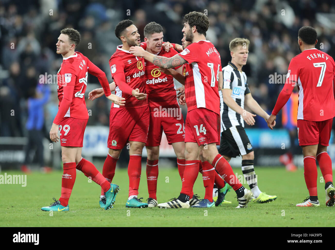 Blackburn Rovers celebrate at the end of the match after beating ...