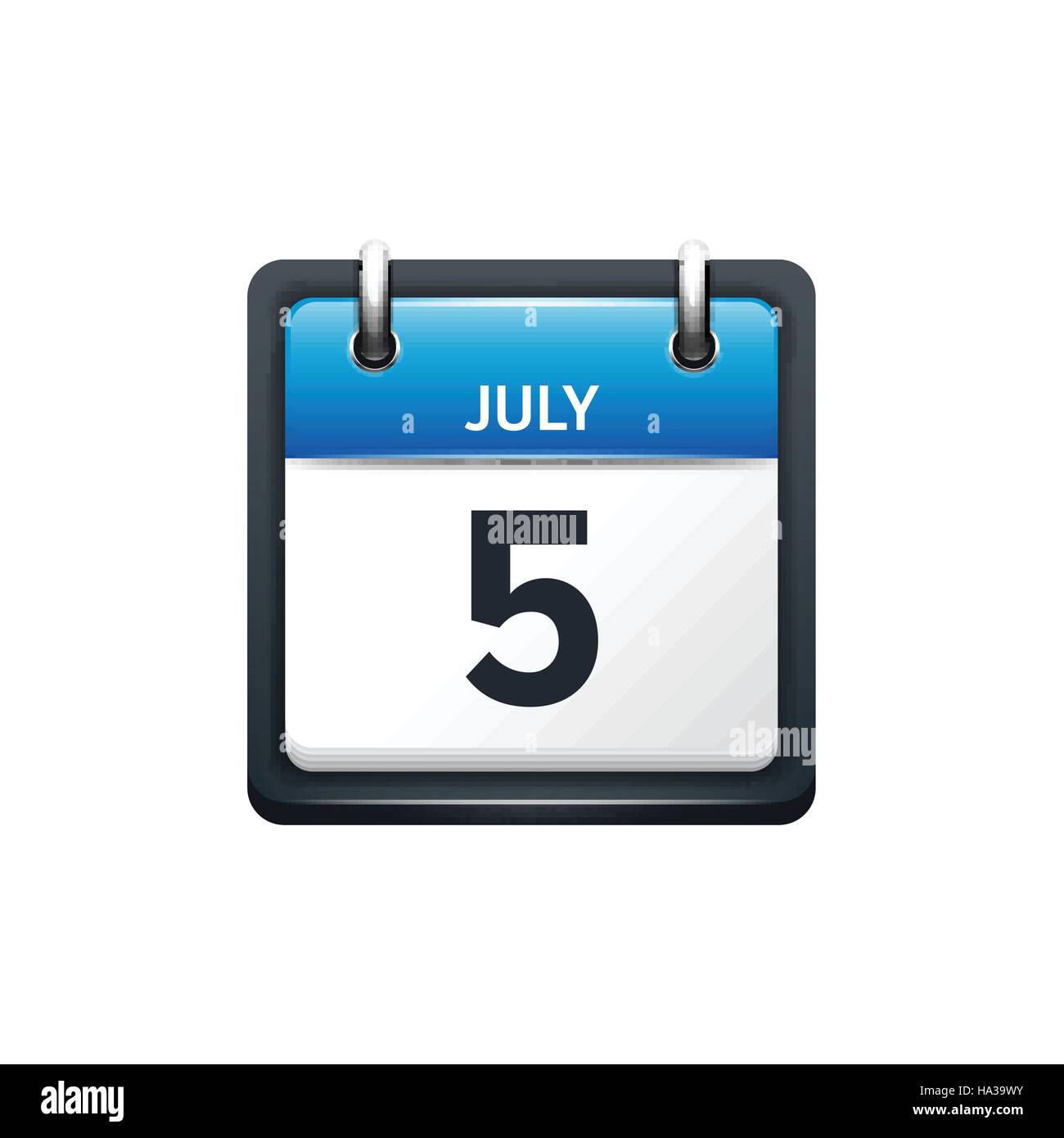 July 5. Isometric Calendar Icon With Shadow.Vector Illustration,Flat ...