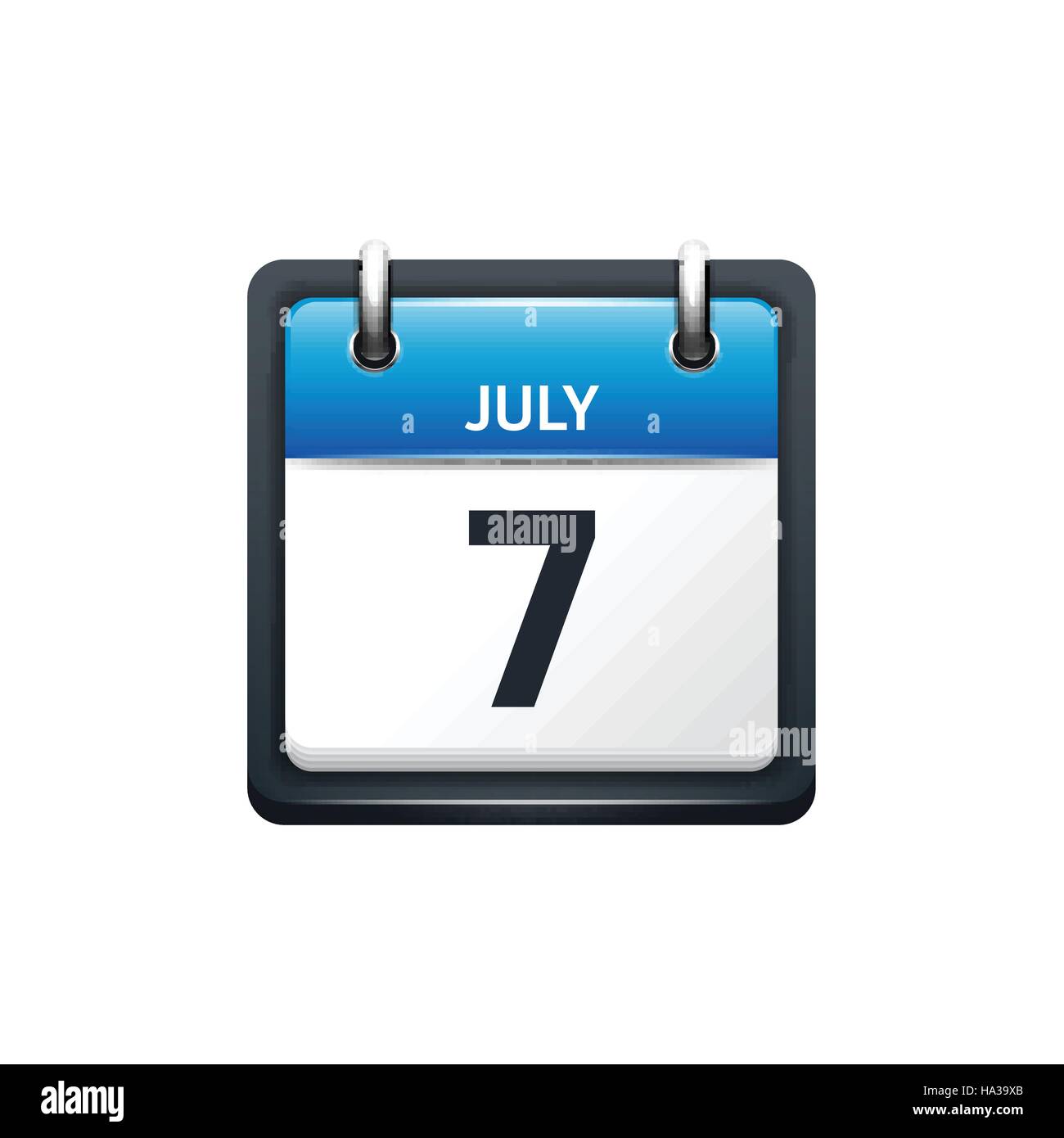 July 7. Isometric Calendar Icon With Shadow.Vector Illustration,Flat ...