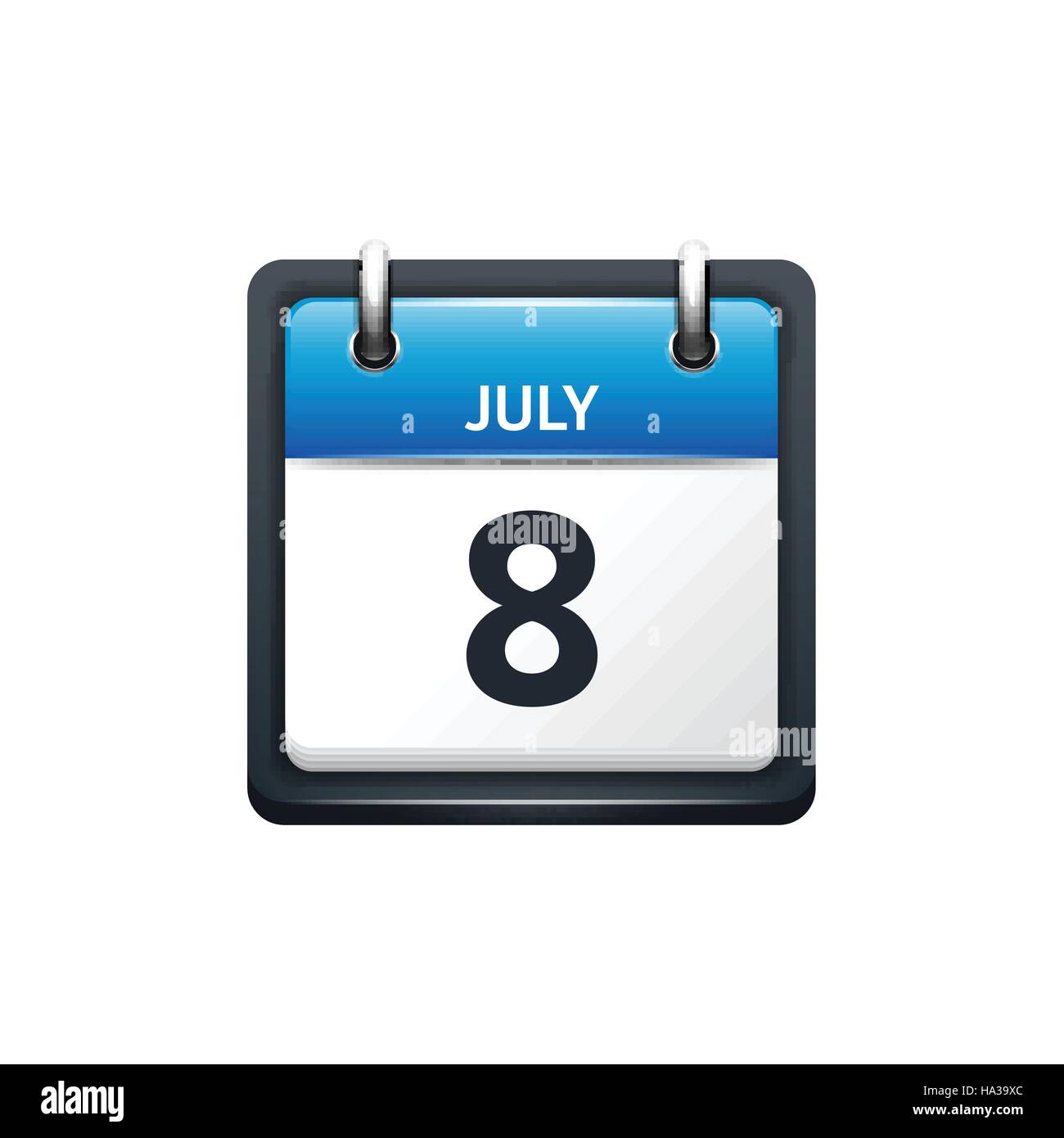 July 8. Isometric Calendar Icon With Shadow.Vector Illustration,Flat ...