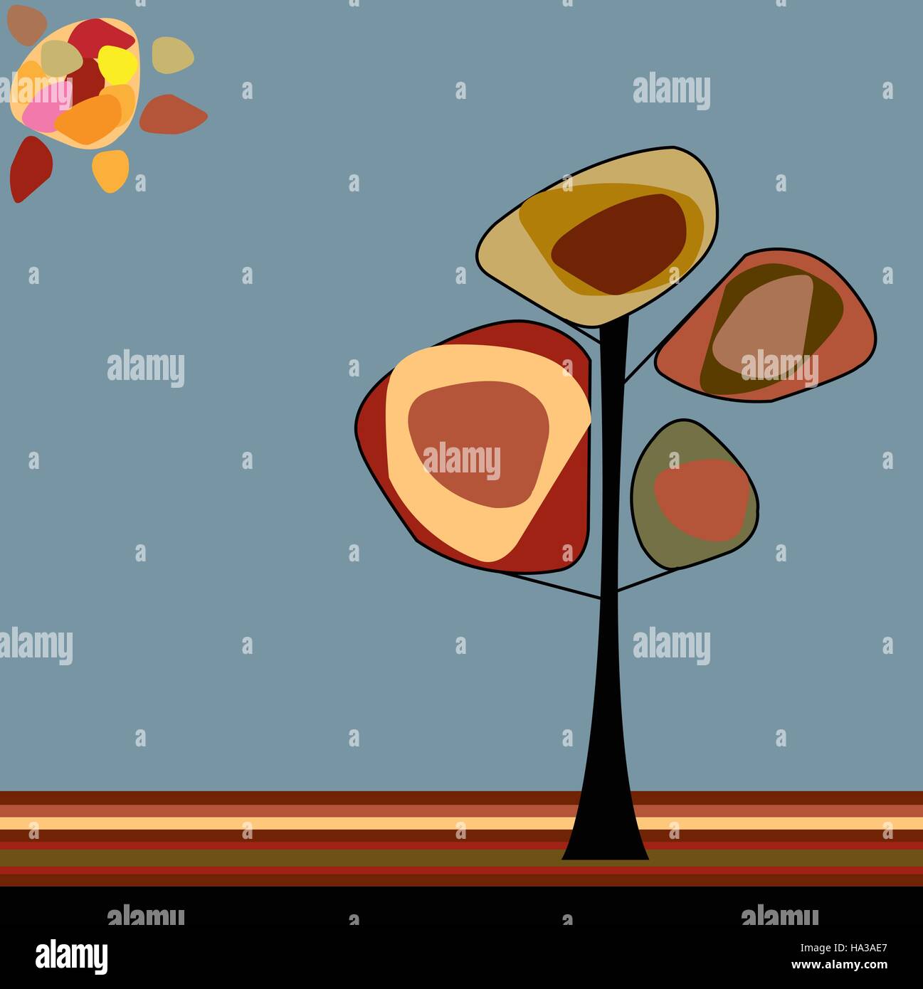 Orange tree branches sun Stock Vector Images - Alamy