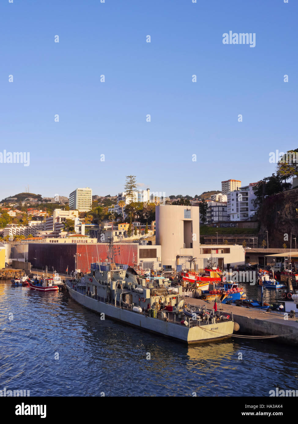 Portugal, Madeira, Funchal, View of the Marina do Funchal Stock Photo ...