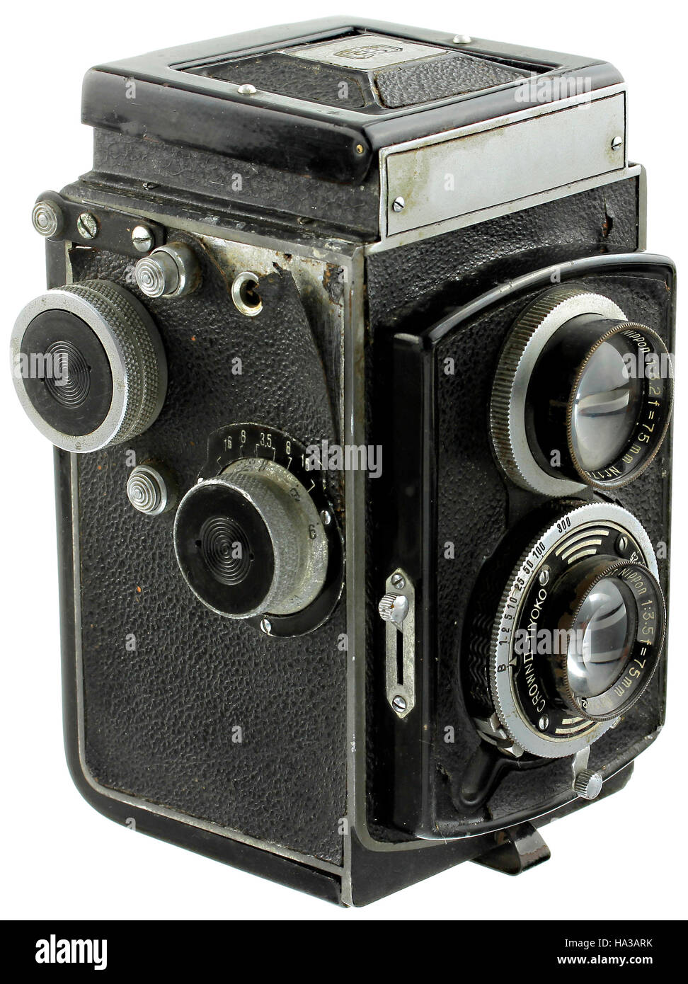 Old Vintage TLR Medium Format Two-Lens Camera in White Background Stock ...