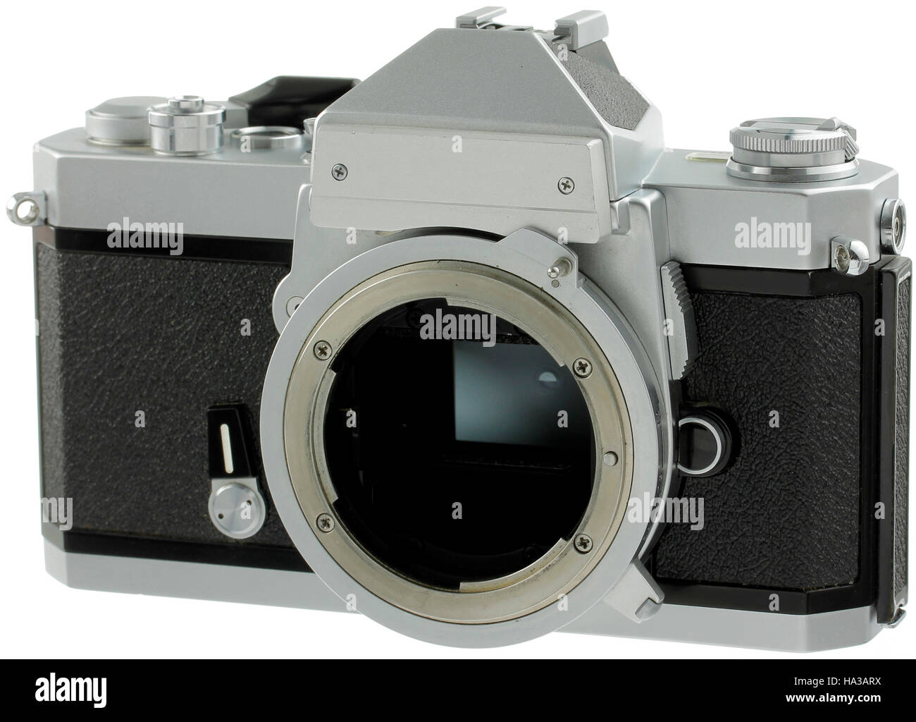 Vintage 35mm Film Camera with no lens in white background Stock Photo ...