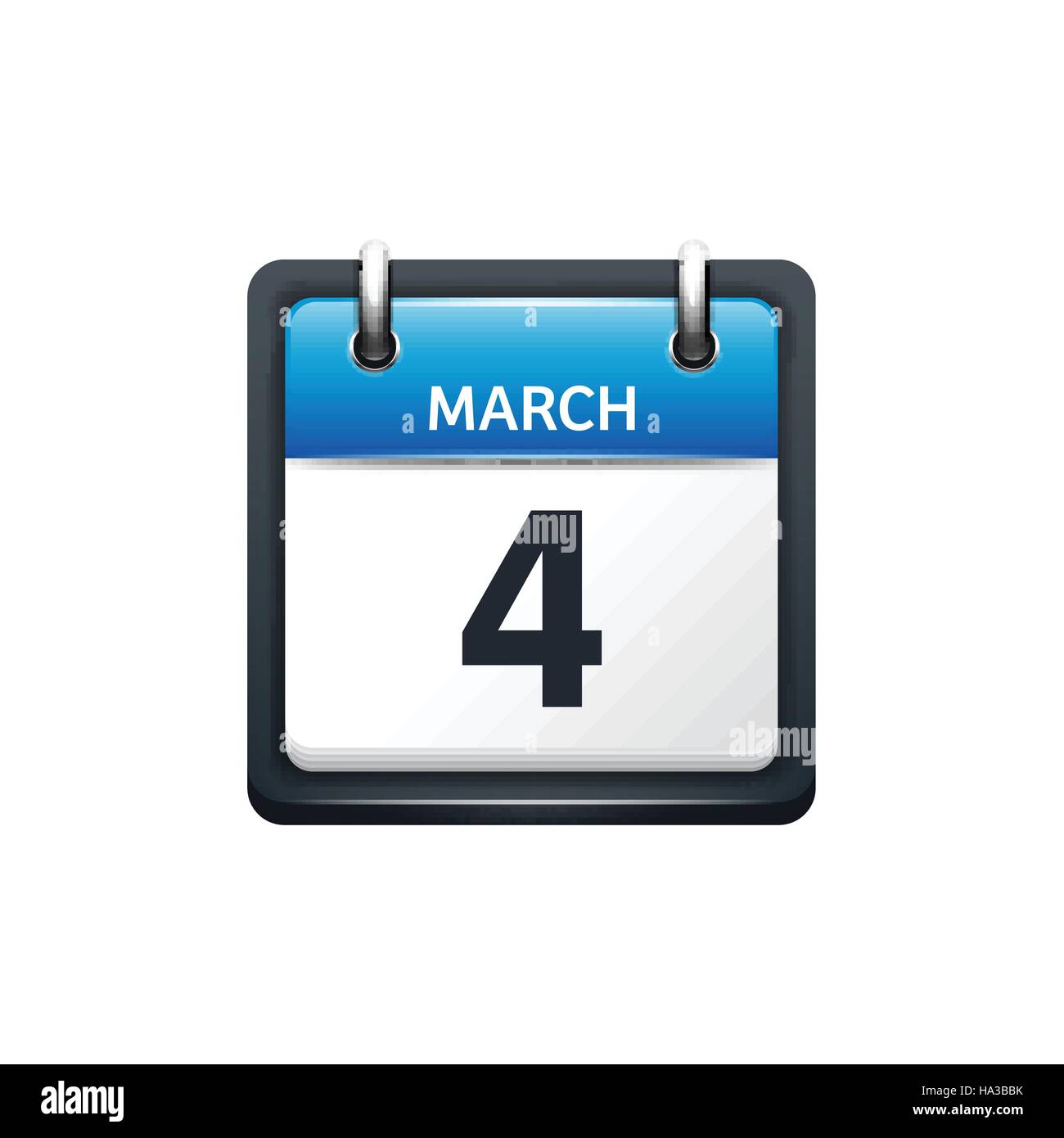 March 4. Isometric Calendar Icon With Shadow.Vector Illustration,Flat ...