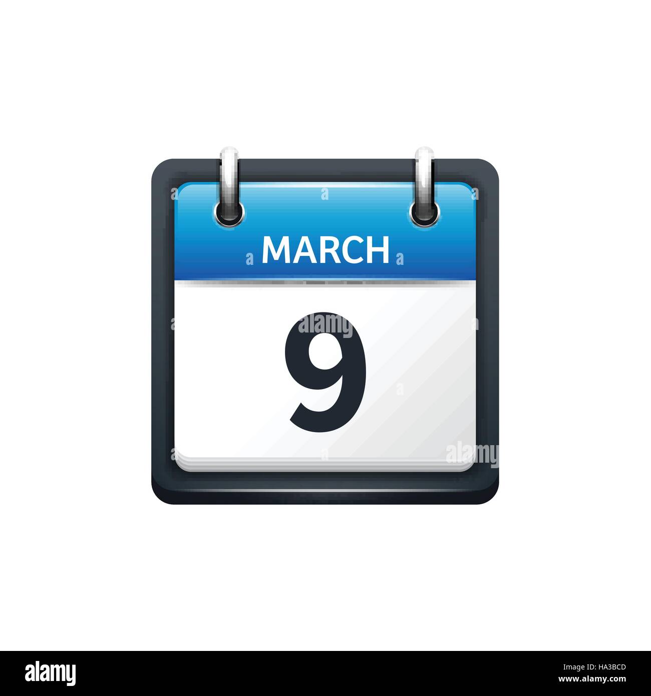 March 9. Isometric Calendar Icon With Shadow.Vector Illustration,Flat ...