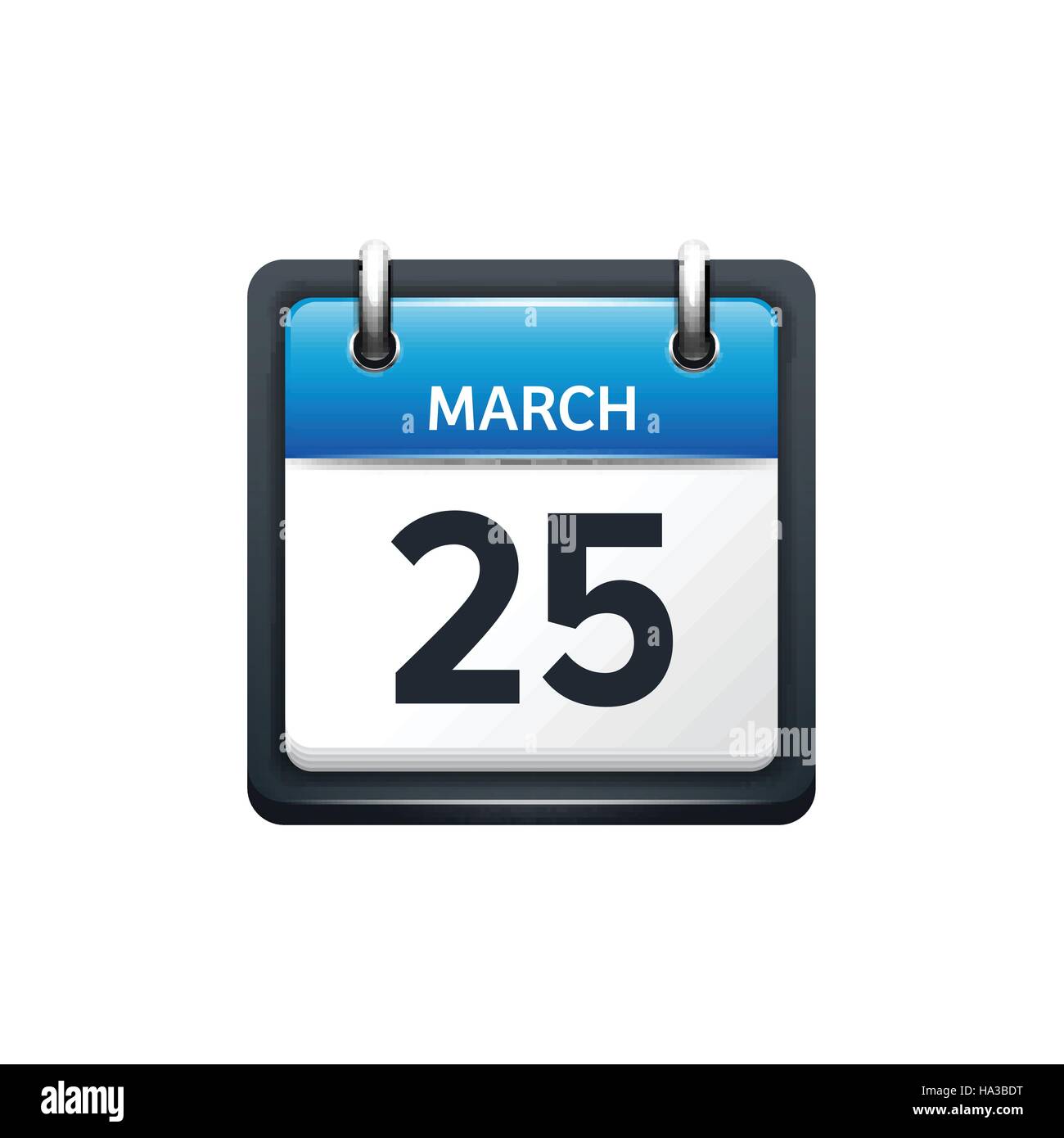 March 25. Isometric Calendar Icon With Shadow.Vector Illustration,Flat ...
