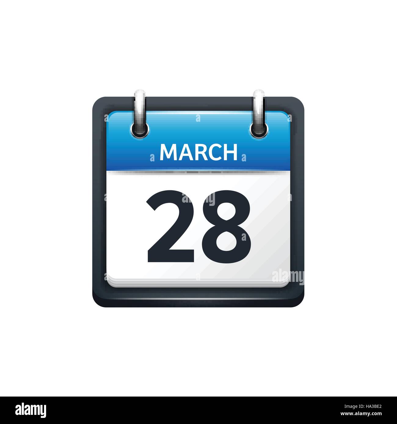 March 28. Isometric Calendar Icon With Shadow.Vector Illustration,Flat ...