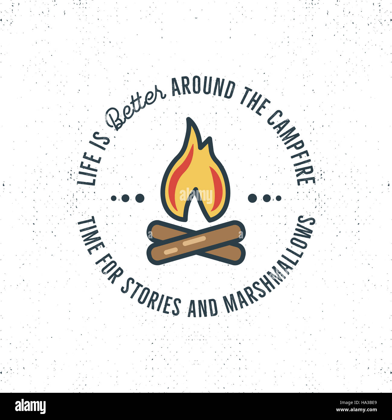 Camping logo design with typography and travel elements - bonfire. text ...