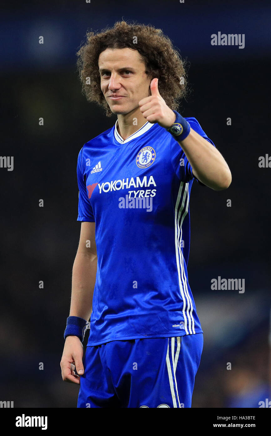 Chelsea's David Luiz gives a thumbs up during the Premier League match ...