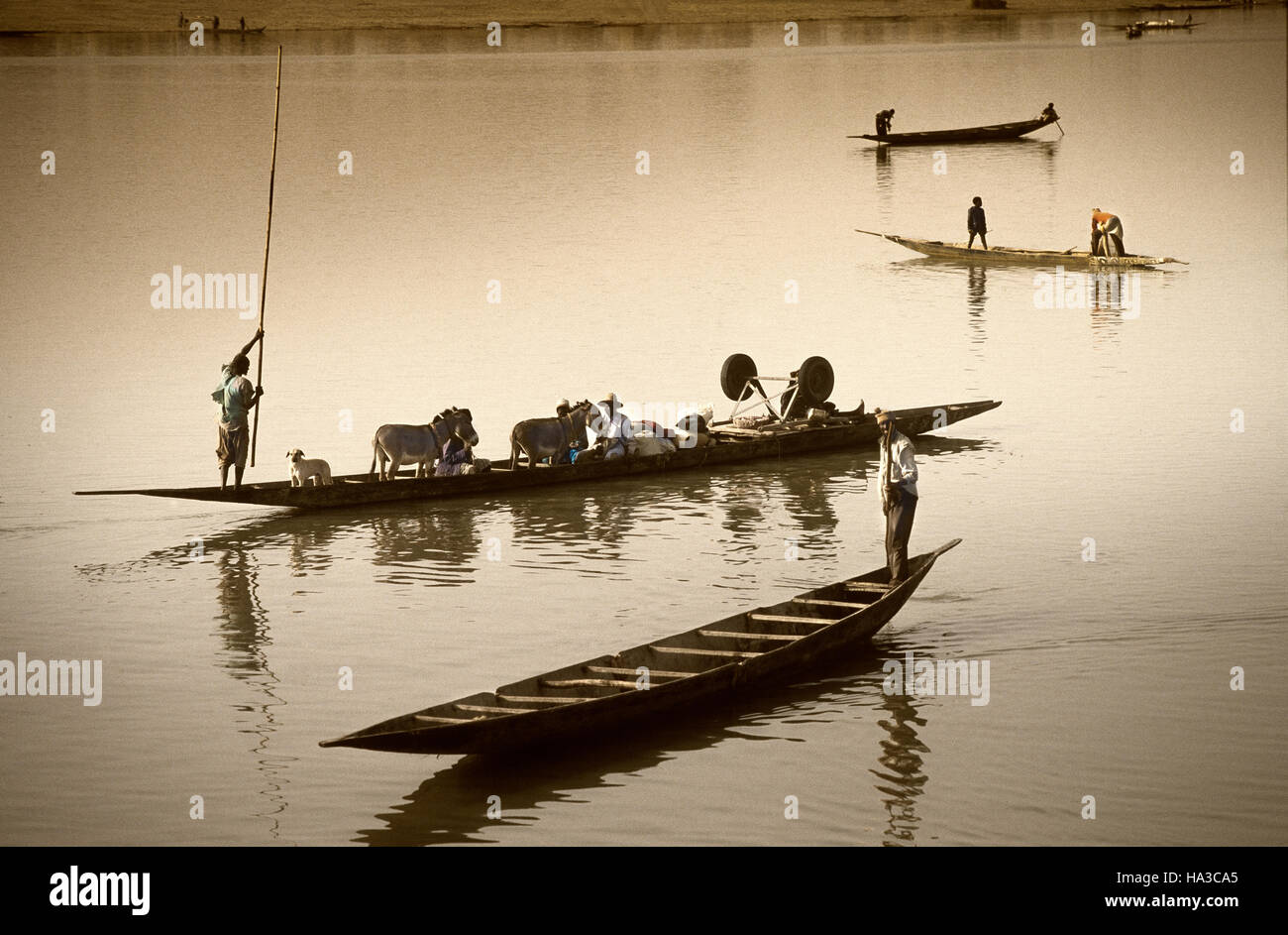 Mopti, Mali, Africa - January, 26, 1992 - the Bani River flows into the ...