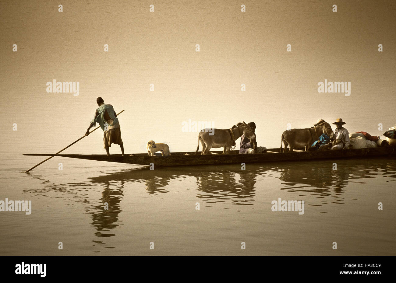 Mopti, Mali, Africa - January, 26, 1992 - the Bani River flows into the ...