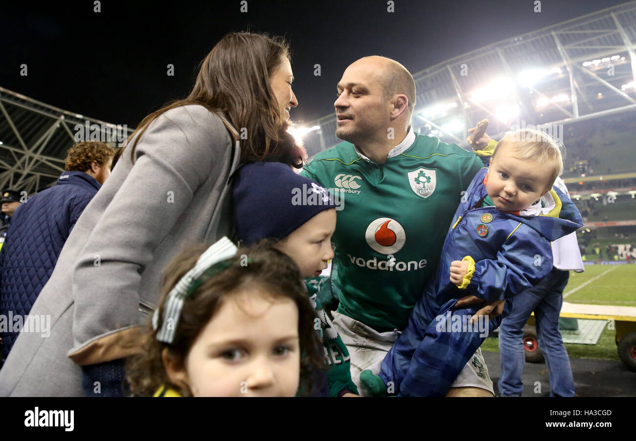 Ireland's captain Rory Best celebrates with his wife Jodie, sons ...