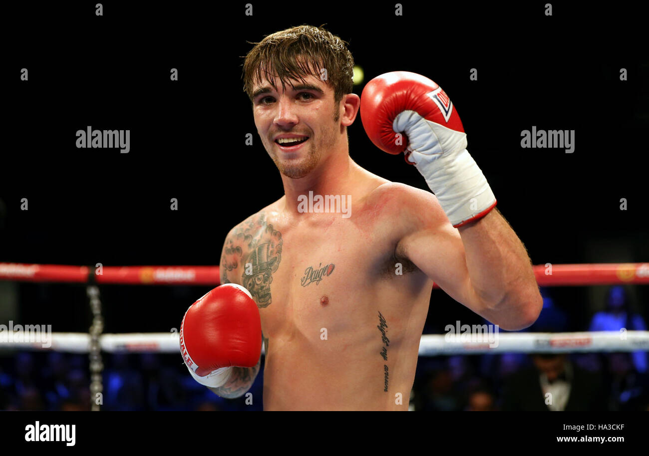 Chris Adaway celebrates victory over Jack Healy during the Welterweight ...